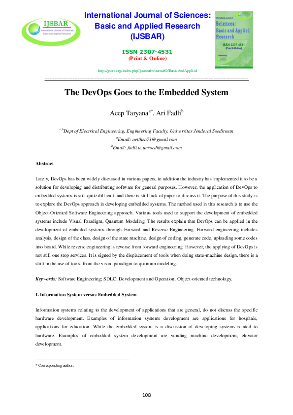(PDF) The DevOps Goes to the Embedded System