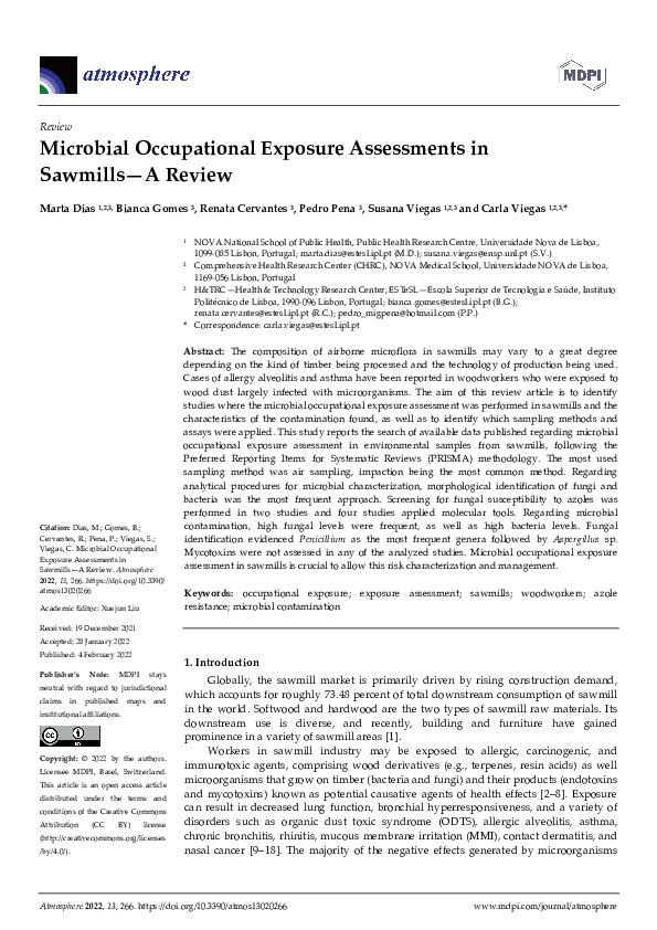 (PDF) Microbial Occupational Exposure Assessments in Sawmills—A Review