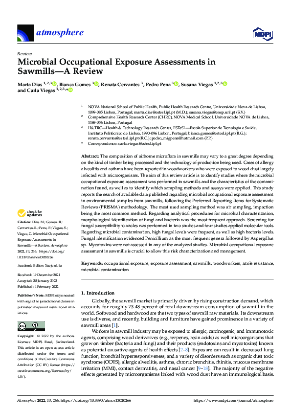 (PDF) Microbial Occupational Exposure Assessments in Sawmills—A Review