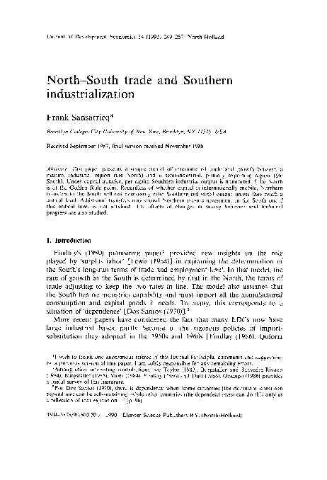 (PDF) North-South trade and Southern industrialization