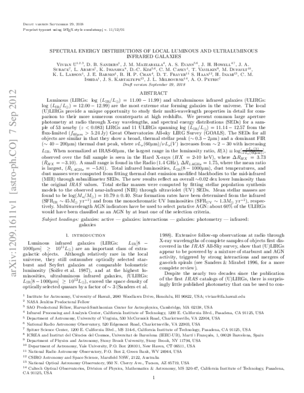 (PDF) Spectral Energy Distributions of Local Luminous and Ultraluminous ...