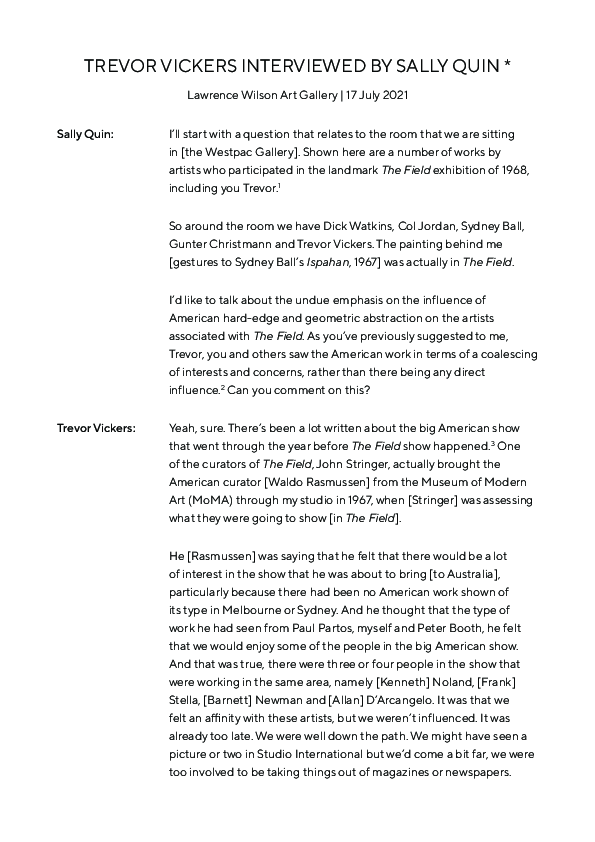 (PDF) Trevor Vickers Interviewed by Sally Quin, Crawley, Lawrence ...
