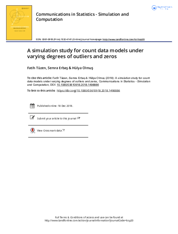 (PDF) A simulation study for count data models under varying degrees of outliers and zeros