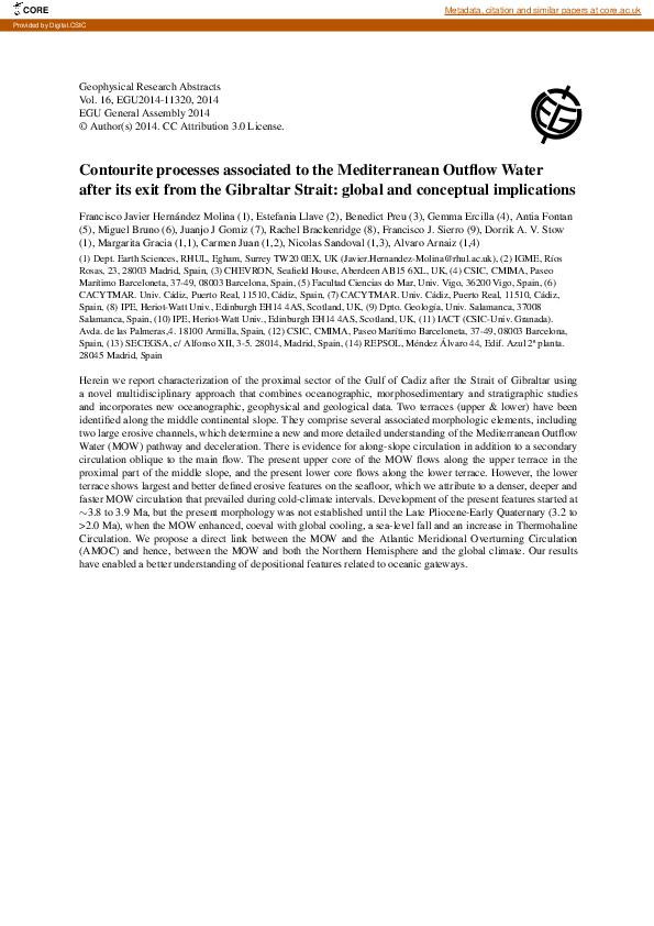 (PDF) Contourite processes associated to the Mediterranean Outflow ...