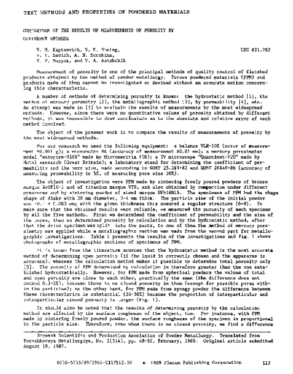 (PDF) Comparison of the results of measurements of porosity by ...