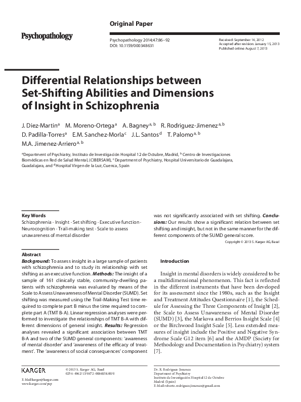 (PDF) Differential Relationships between Set-Shifting Abilities and ...