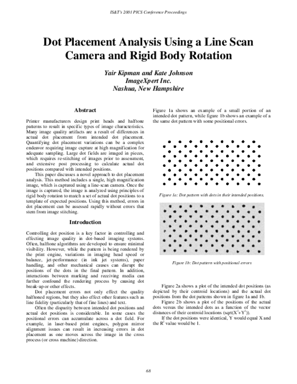 (PDF) Dot Placement Analysis Using a Line Scan Camera and Rigid Body ...