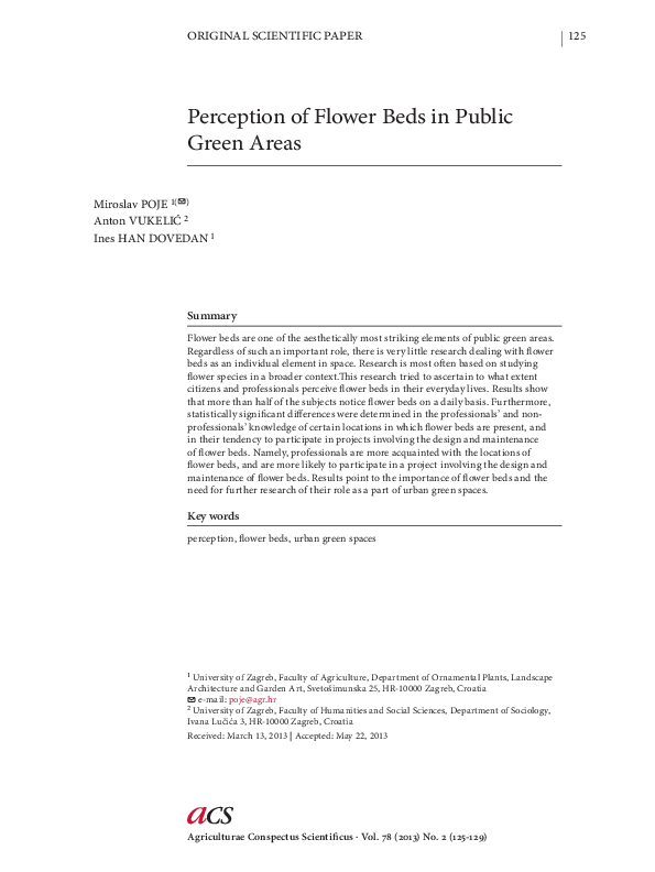 (PDF) Perception of Flower Beds in Public Green Areas