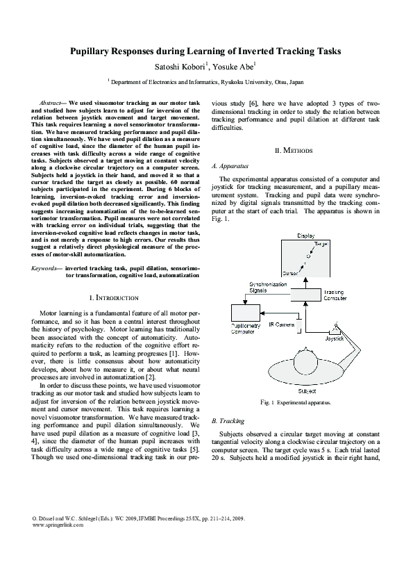 (PDF) Pupillary Responses during Learning of Inverted Tracking Tasks ...