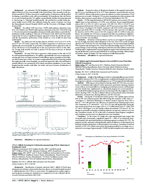 (PDF) C. difficile Screening for Colonization among Surgical Ward ...