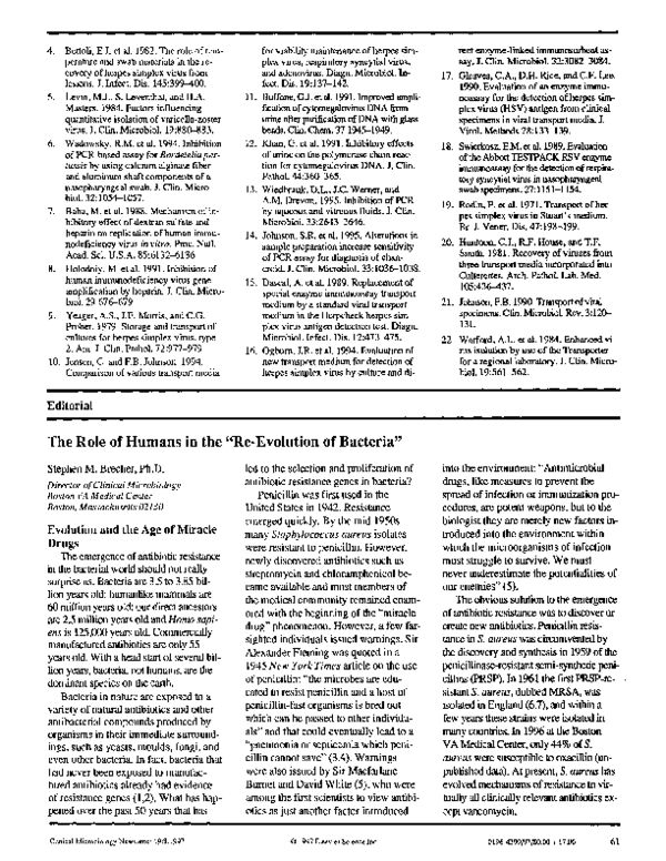 (PDF) The role of humans in the “re-evolution of bacteria”