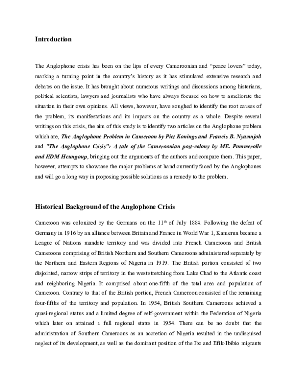 (DOC) THE ANGLOPHE PROBLEM: A COMPARATIVE ANALYSIS | Carlton. N Akih ...