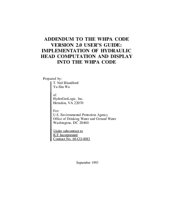 (PDF) Addendum to the Whpa Code Version 2.0 User's Guide ...