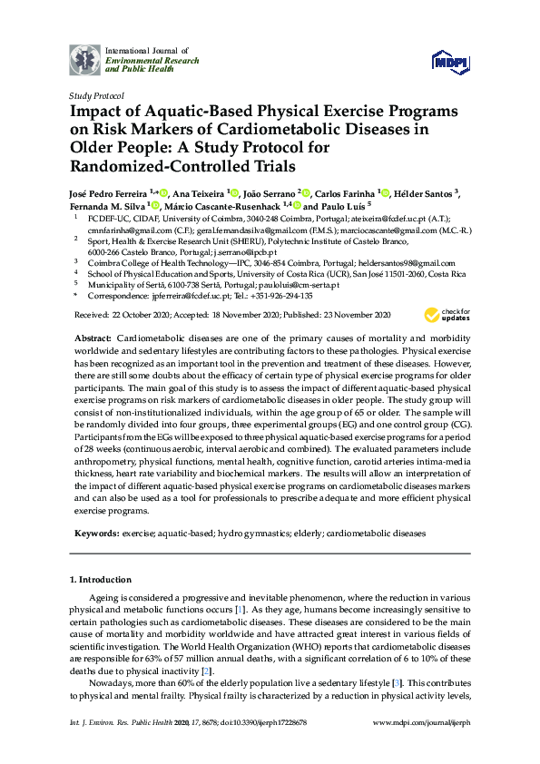 (PDF) Impact of Aquatic-Based Physical Exercise Programs on Risk Markers of Cardiometabolic ...