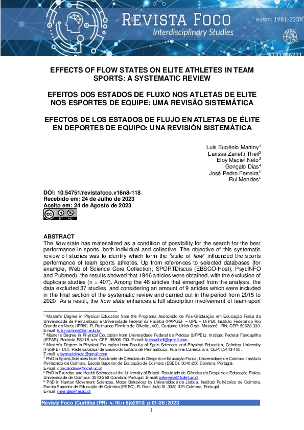 (PDF) Effects of Flow States on Elite Athletes in Team Sports: A ...