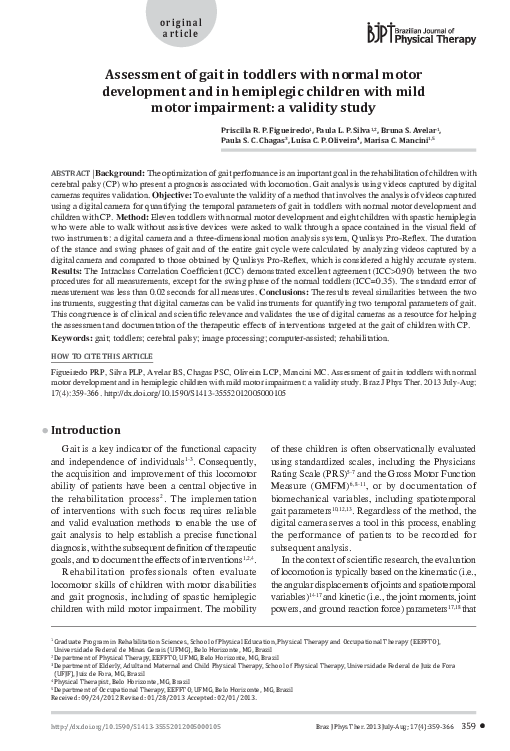(PDF) Assessment of gait in toddlers with normal motor development and ...