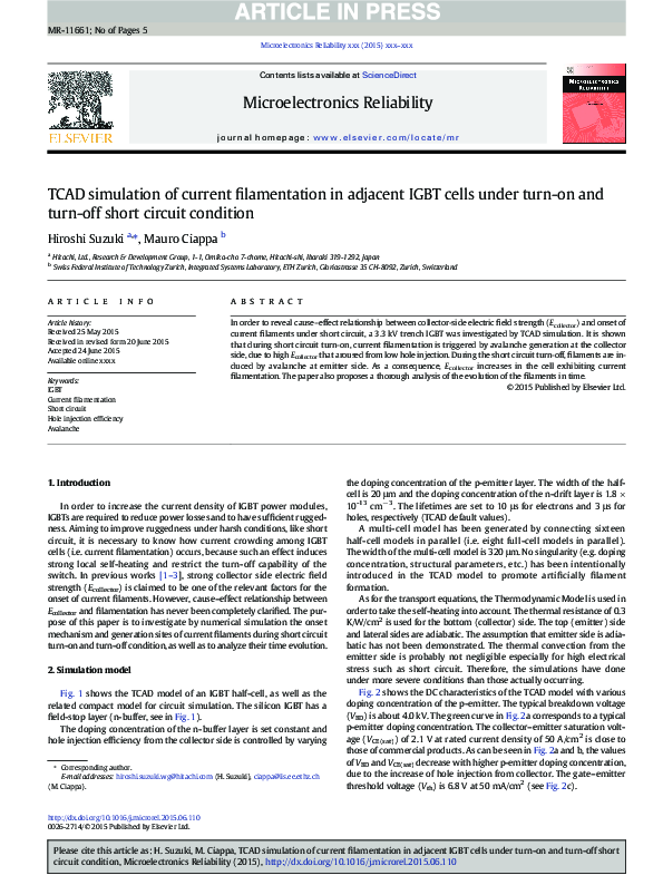 (PDF) TCAD simulation of current filamentation in adjacent IGBT cells ...