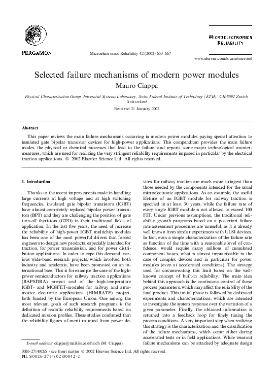 (PDF) Selected failure mechanisms of modern power modules