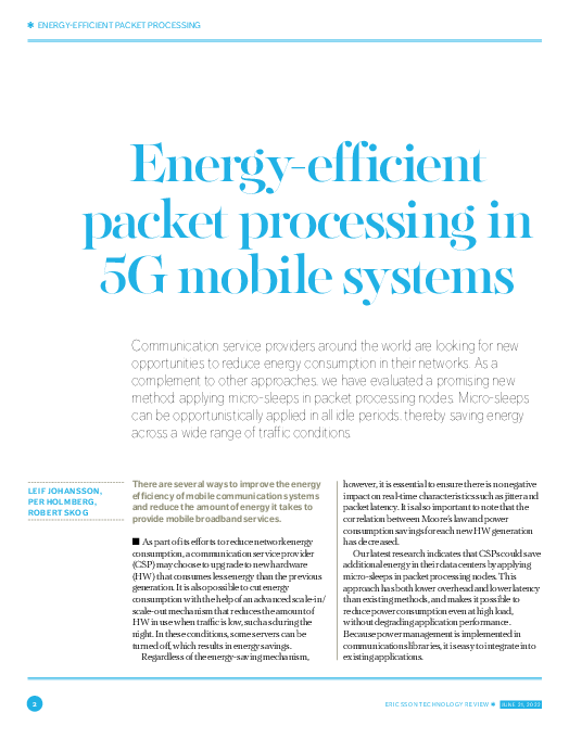 (PDF) Energy-efficient packet processing in 5G mobile systems