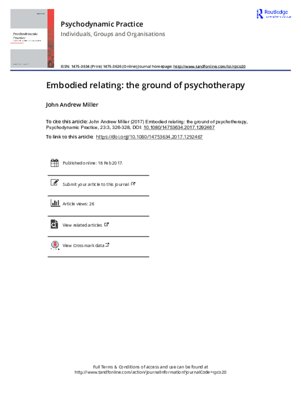 (PDF) Embodied Relating: The Ground of Psychotherapy