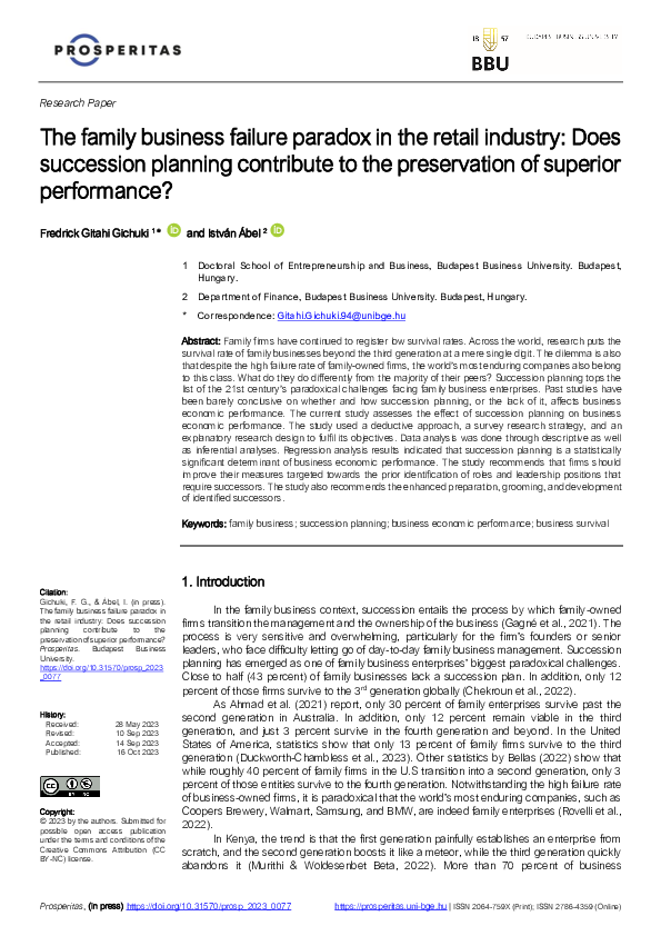 (PDF) The family business failure paradox in the retail industry: Does ...