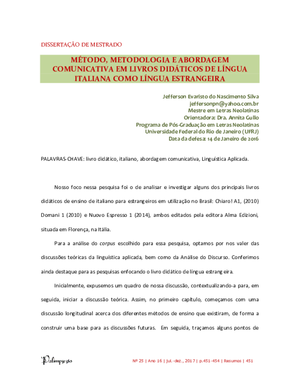 (PDF) Método, metodologia e abordagem comunicativa em livros didáticos ...