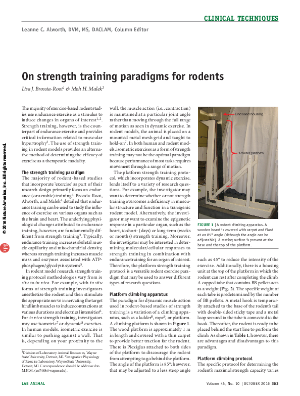 (PDF) On strength training paradigms for rodents