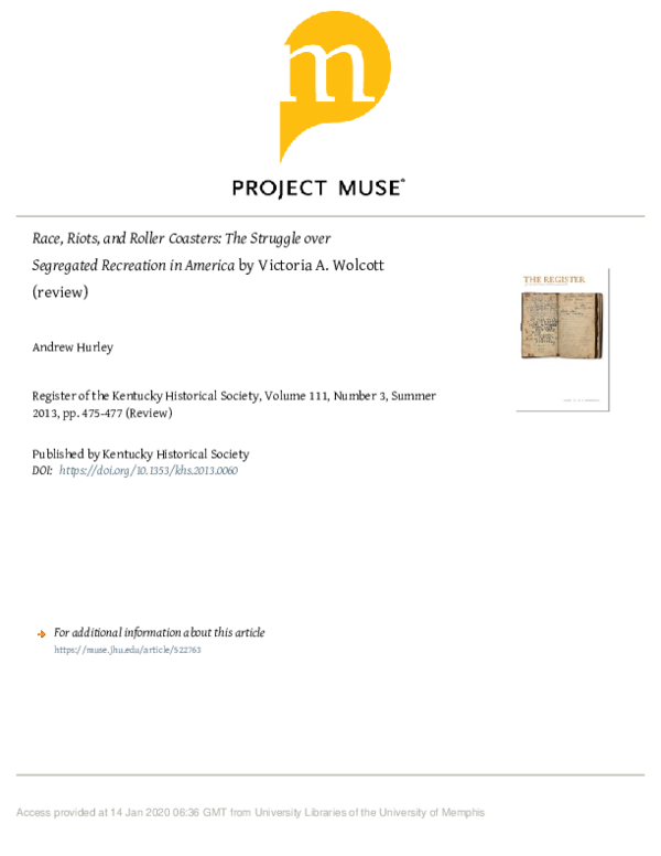 (PDF) Race, Riots, and Roller Coasters: The Struggle over Segregated ...