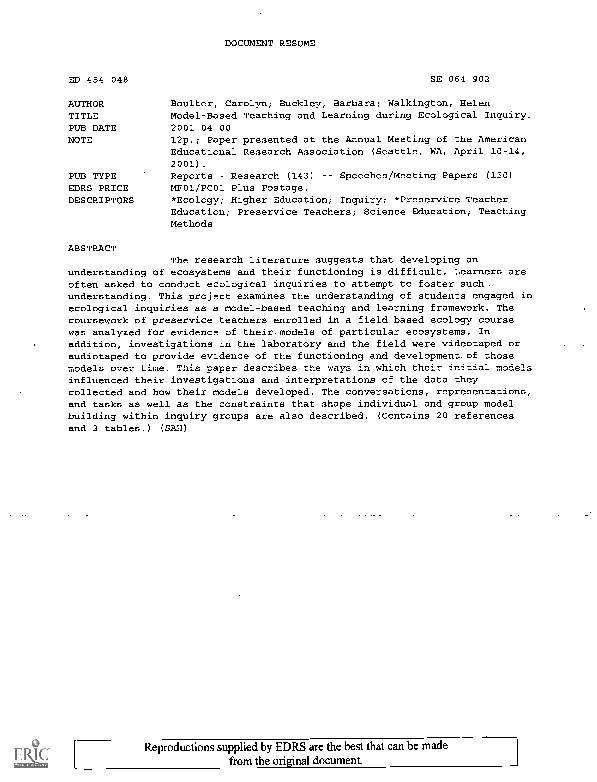 (PDF) Model-Based Teaching and Learning during Ecological Inquiry ...