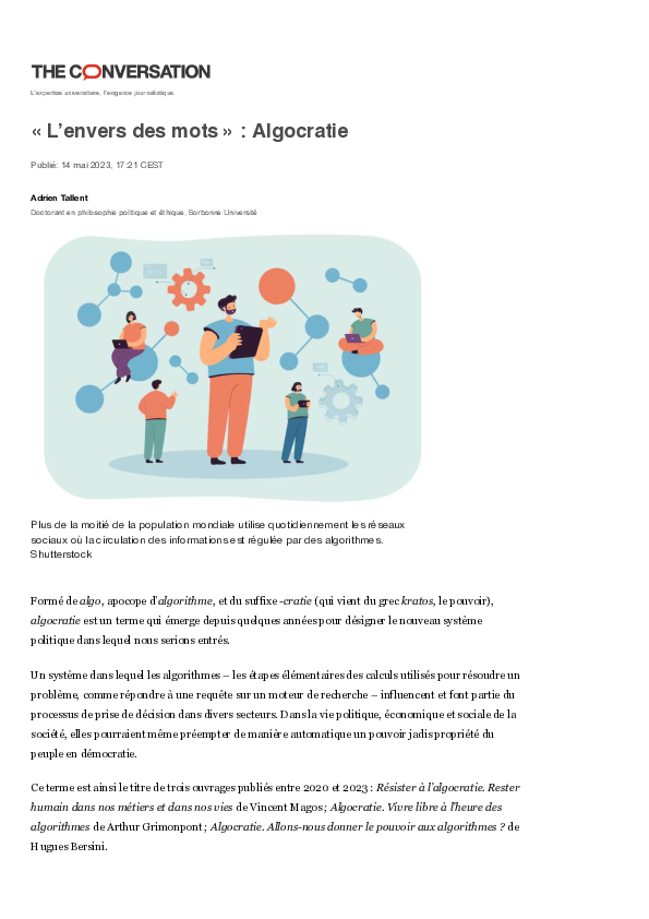 (PDF) L'envers des mots » : Algocratie