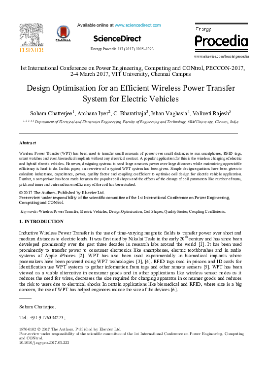 (PDF) Design Optimisation for an Efficient Wireless Power Transfer ...