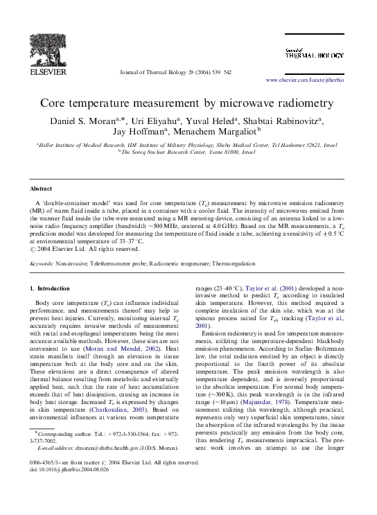 (PDF) Core temperature measurement by microwave radiometry | Uri Eliyahu - Academia.edu
