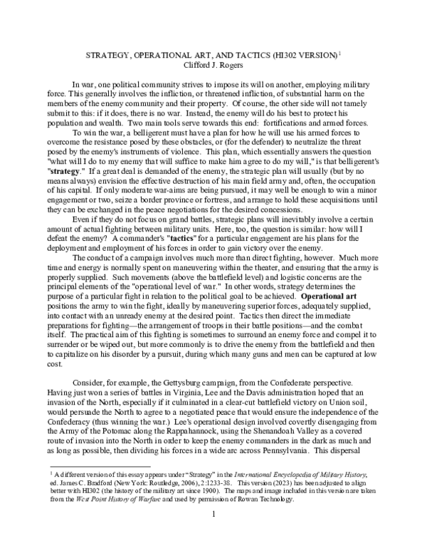 (PDF) STRATEGY, OPERATIONAL ART, AND TACTICS (HI302 VERSION) 1