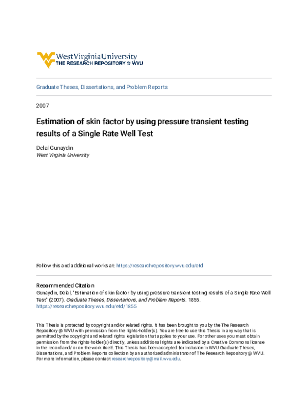 (PDF) Estimation of Skin Factor by Using Pressure Transient Testing ...