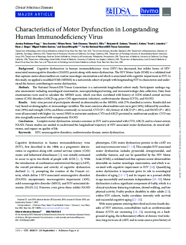 (PDF) Characteristics of Motor Dysfunction in Longstanding Human ...