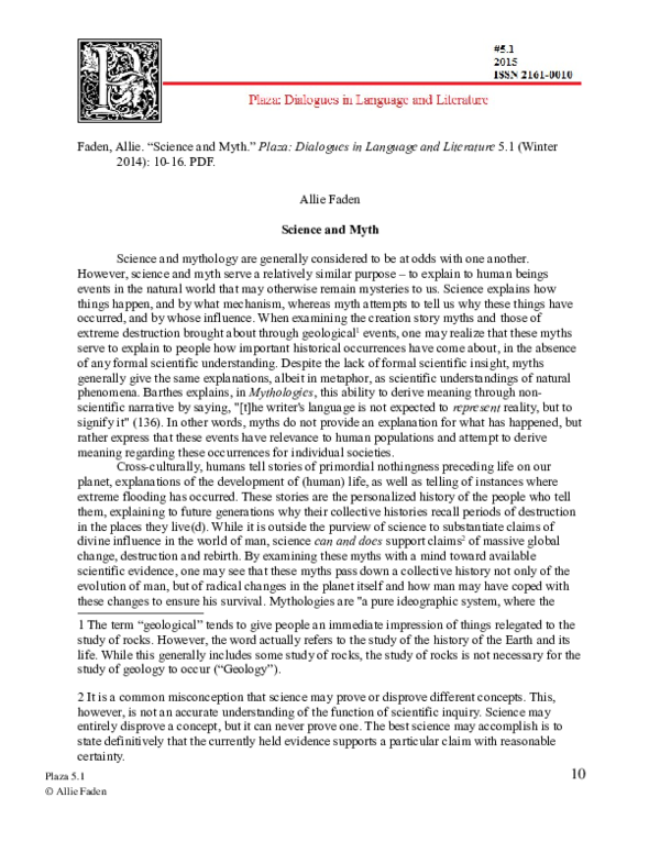 (PDF) Science and Myth