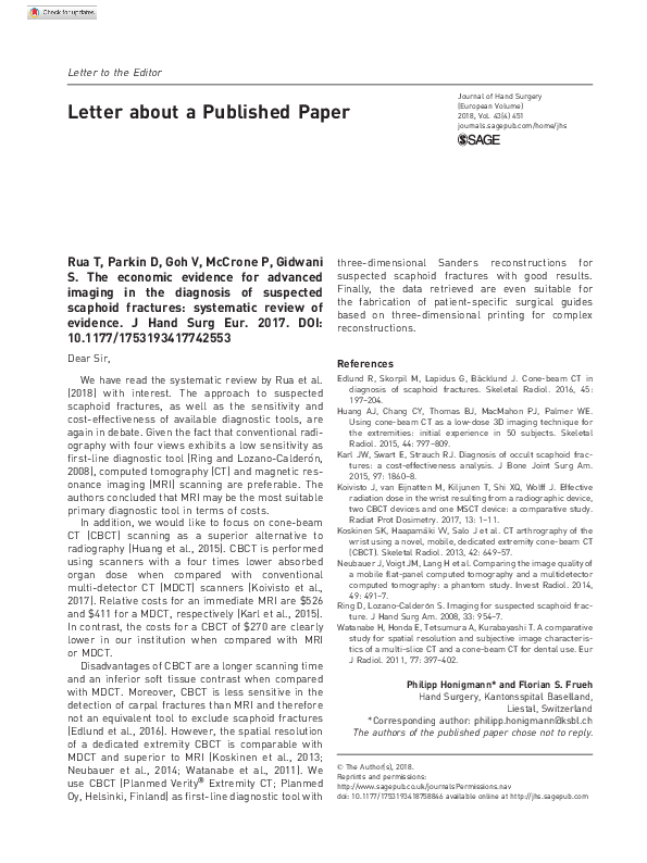 (PDF) Letter about a Published Paper