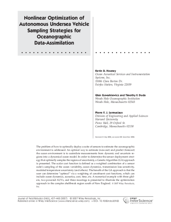 (PDF) Nonlinear optimization of autonomous undersea vehicle sampling strategies for ...