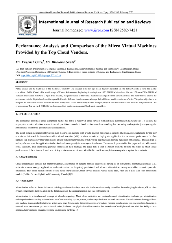 (PDF) Performance Analysis and Comparison of the Micro Virtual Machines ...