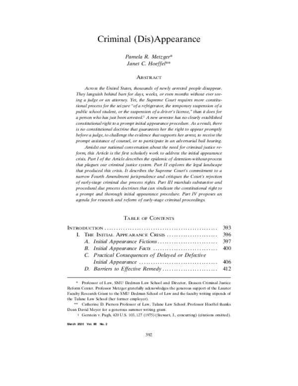(PDF) Criminal (Dis)Appearance