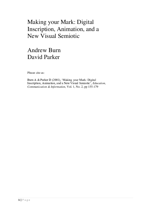 (PDF) Making your Mark: digital inscription, animation, and a new ...