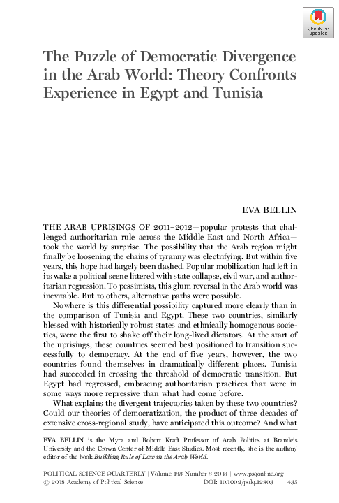 (PDF) The Puzzle of Democratic Divergence in the Arab World: Theory ...