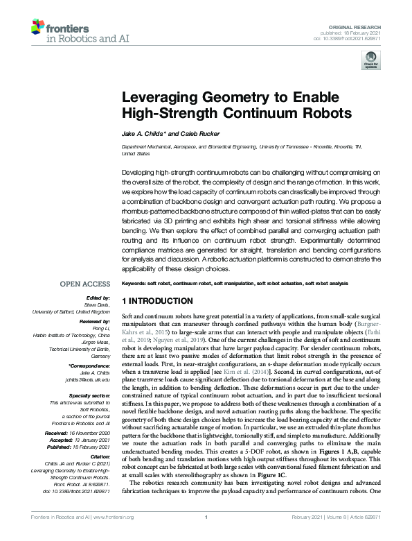 (PDF) Leveraging Geometry to Enable High-Strength Continuum Robots