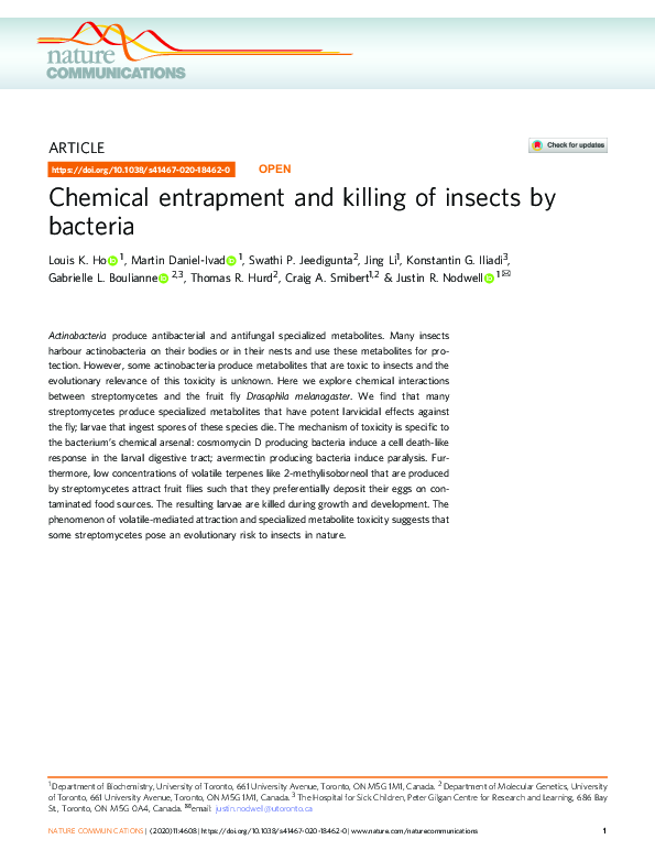 (PDF) Chemical entrapment and killing of insects by bacteria
