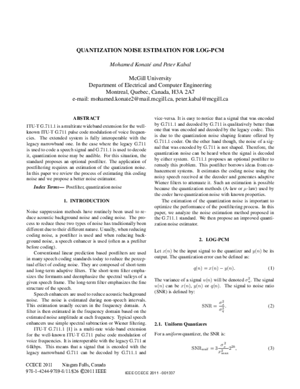 (PDF) Quantization noise estimation for log-PCM