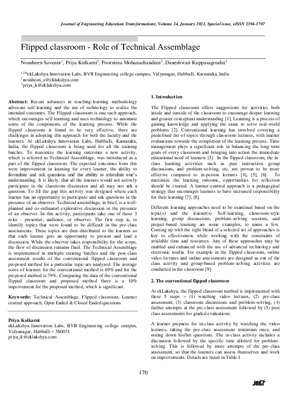 (PDF) Flipped Classroom - Role of Technical Assemblage