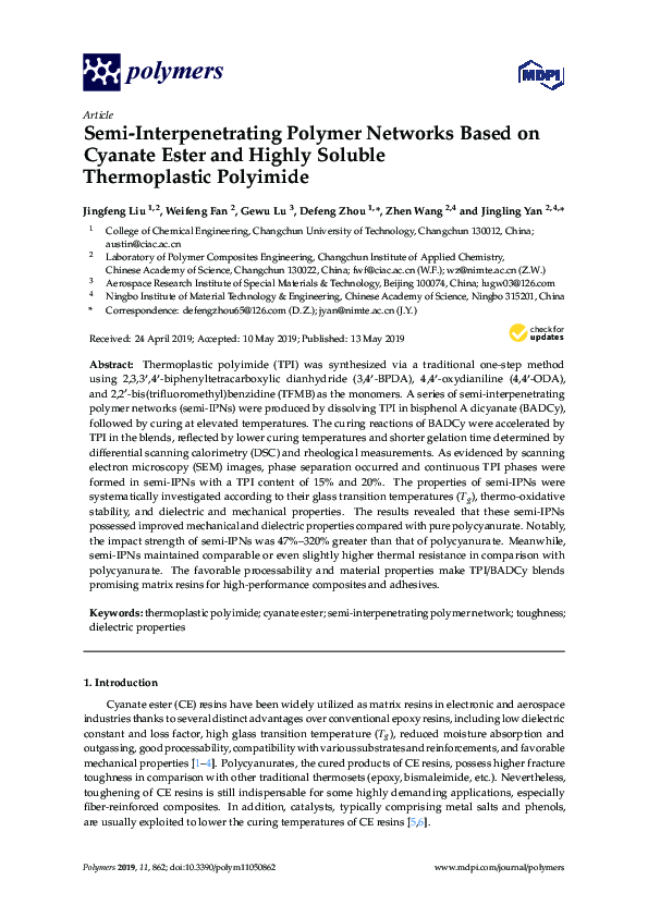 (PDF) Semi-interpenetrating polymer networks based on polyurethane and ...