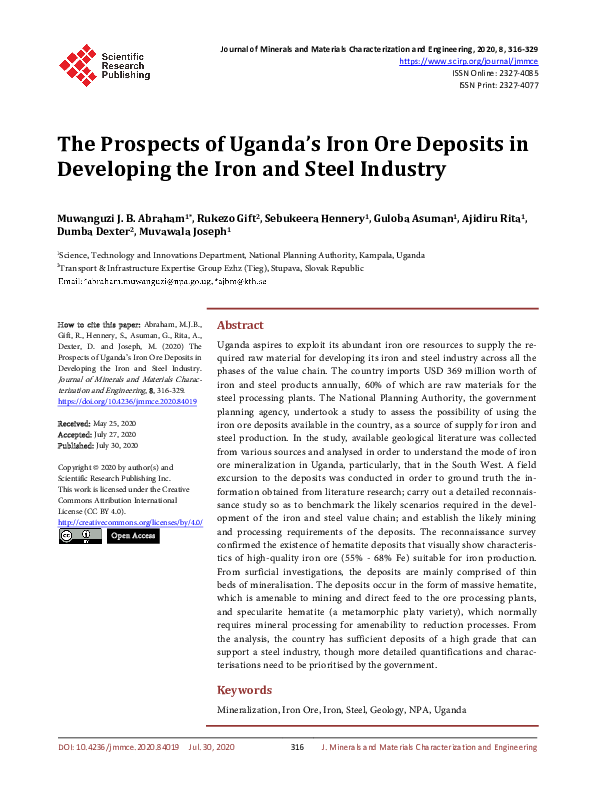(PDF) The Prospects of Uganda’s Iron Ore Deposits in Developing the ...