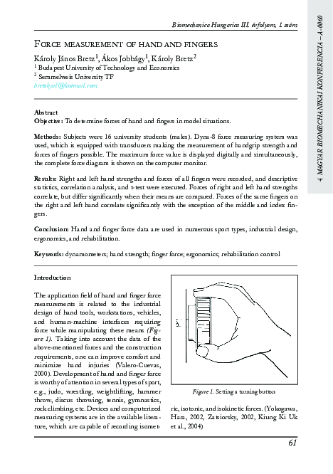 (PDF) Force measurement of hand and fingers