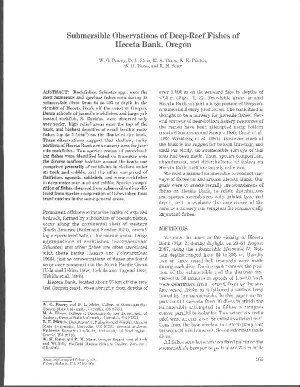 (PDF) Submersible observations of deep-reef fishes of Heceta Bank, Oregon